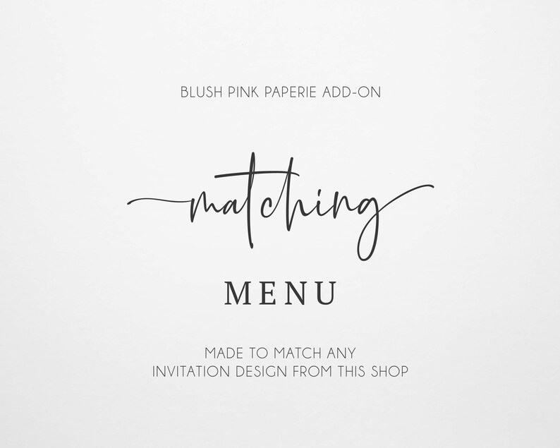 Matching Menu | Printable | Made to Match Your Invitation Design - Etsy