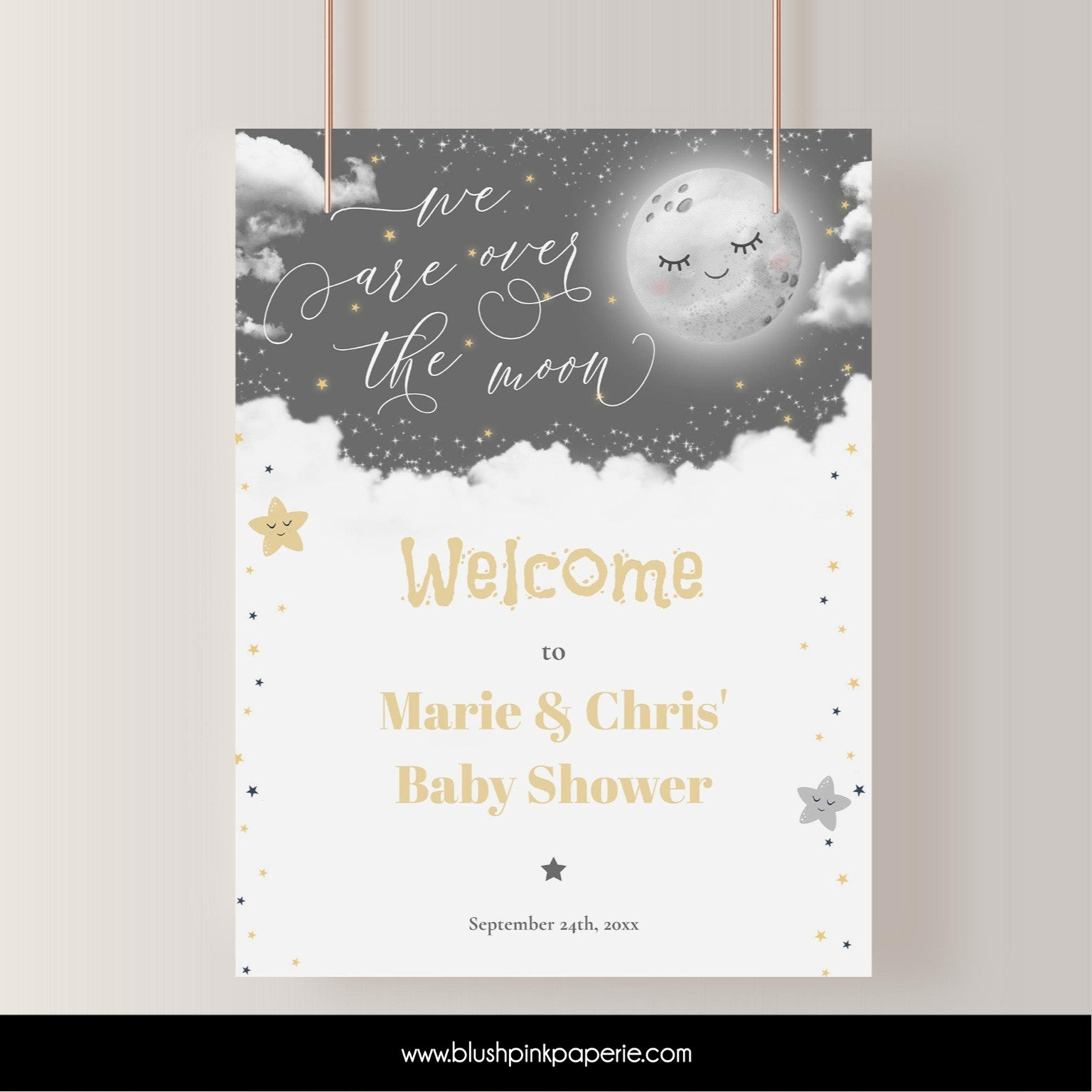 Over the Moon Baby Shower Welcome Sign Moon Baby Shower - Etsy