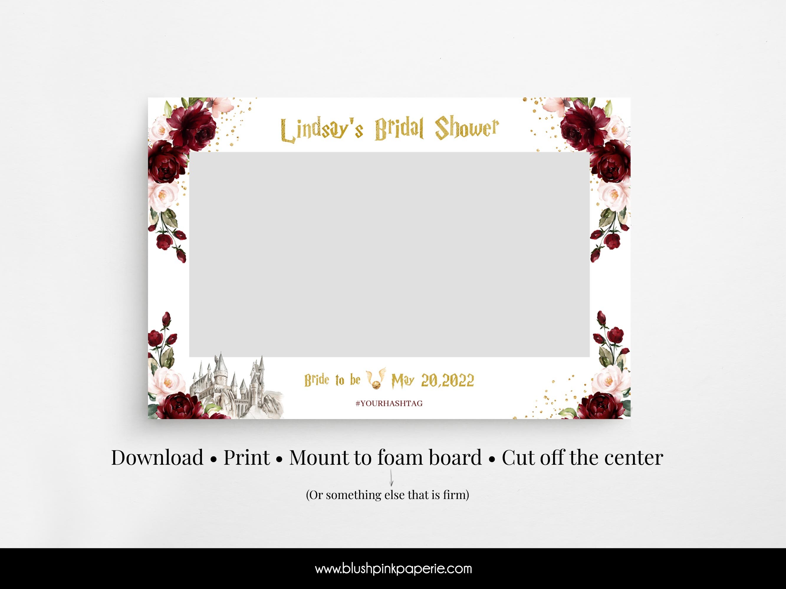 Burgundy Flowers Photo Booth Template | Wizard Theme Party | Photo ...
