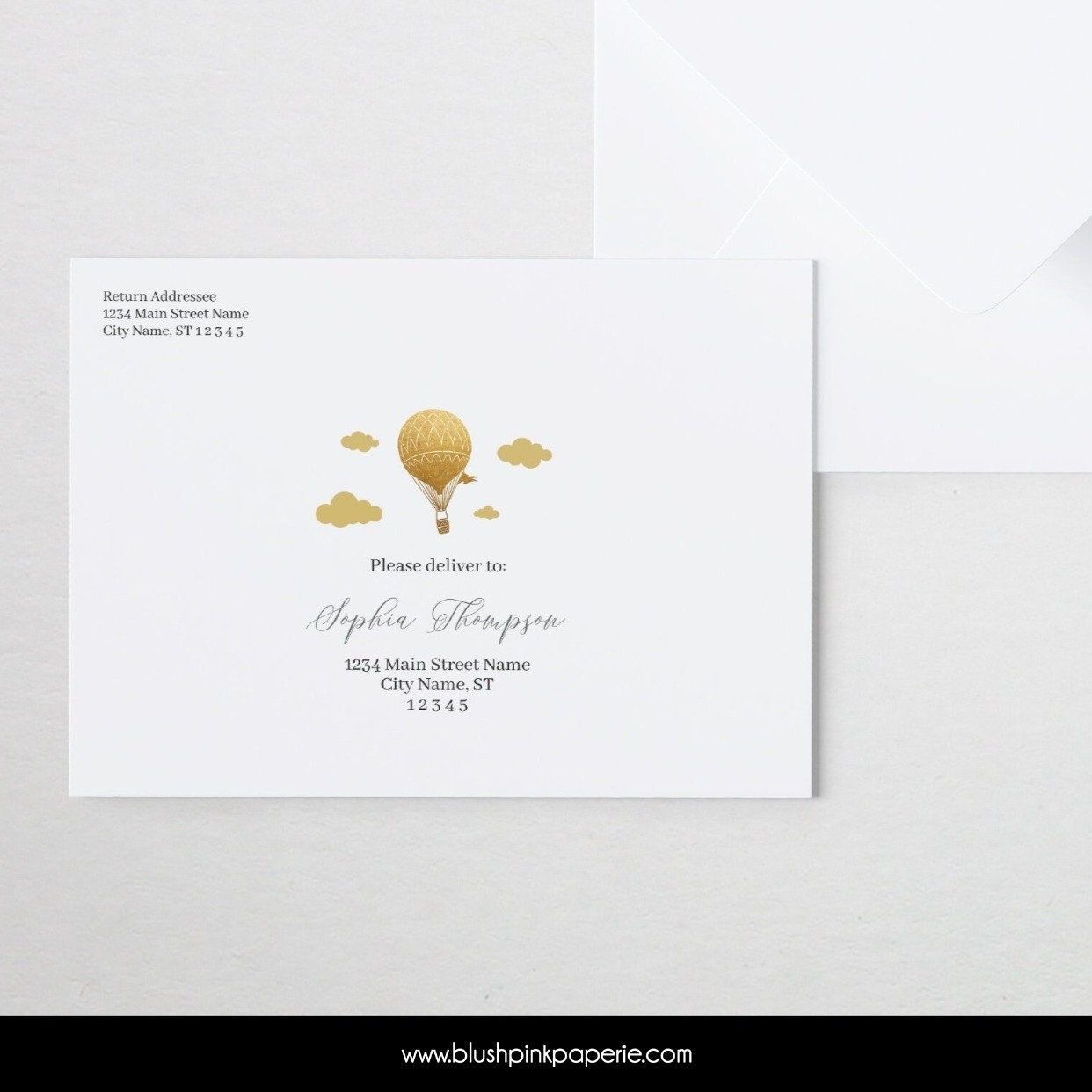 Hot Air Balloon Envelope Addressing Template, Editable Envelope ...