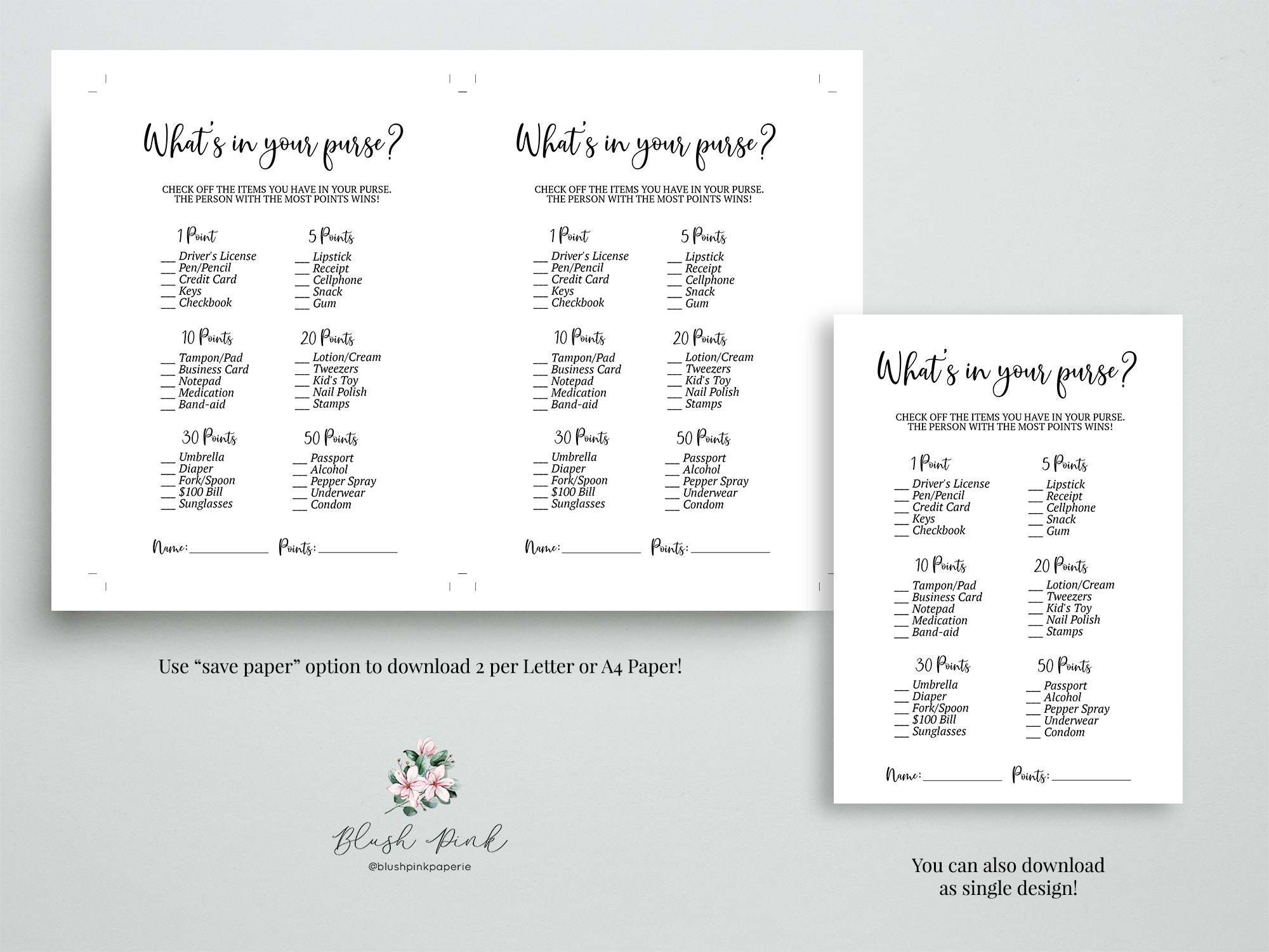 Editable What's in Your Purse Baby Shower Game, Editable Baby Shower ...