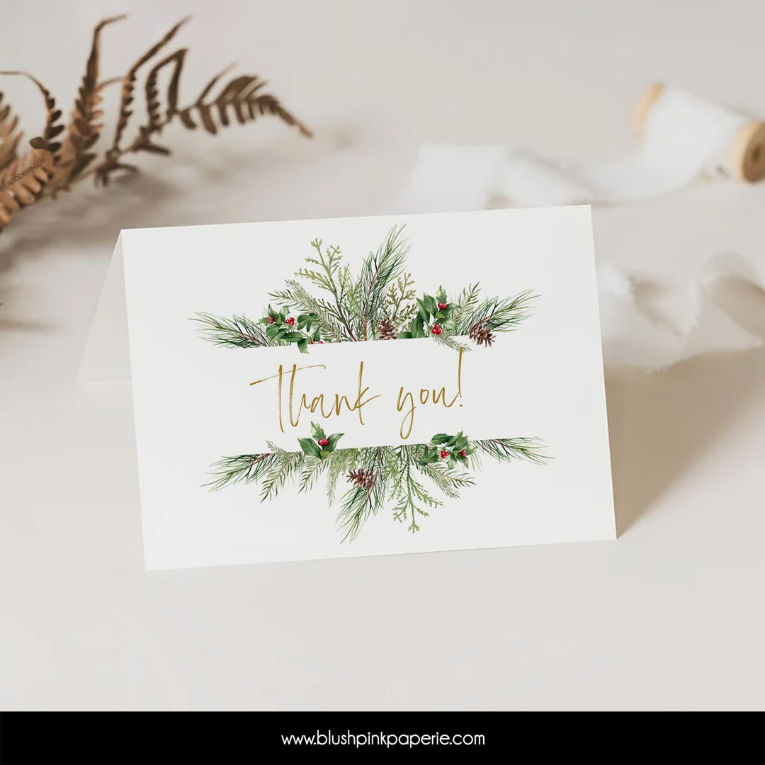 Christmas Thank You Card Template | Editable Holidays Thank You Card ...
