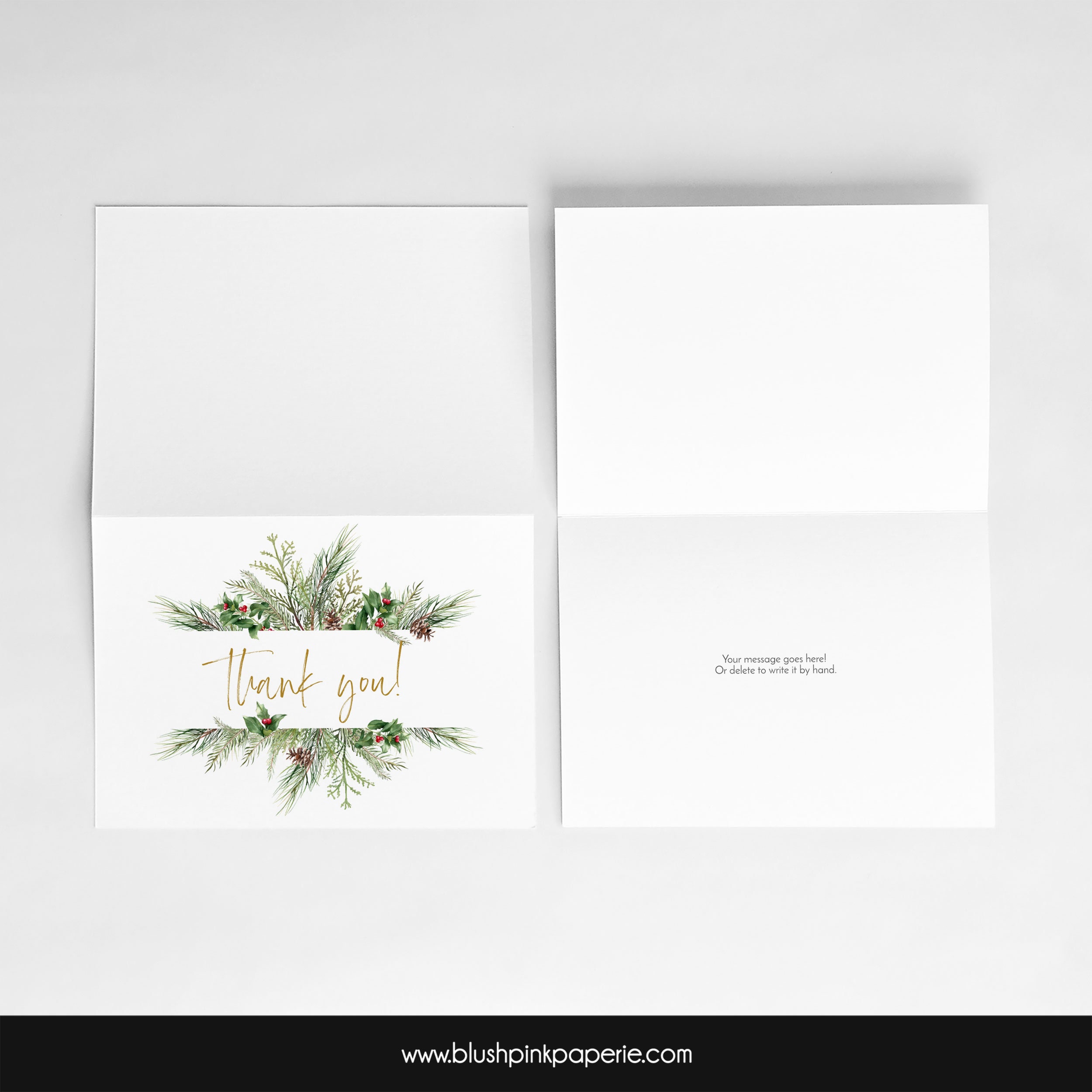 Christmas Thank You Card Template | Editable Holidays Thank You Card ...