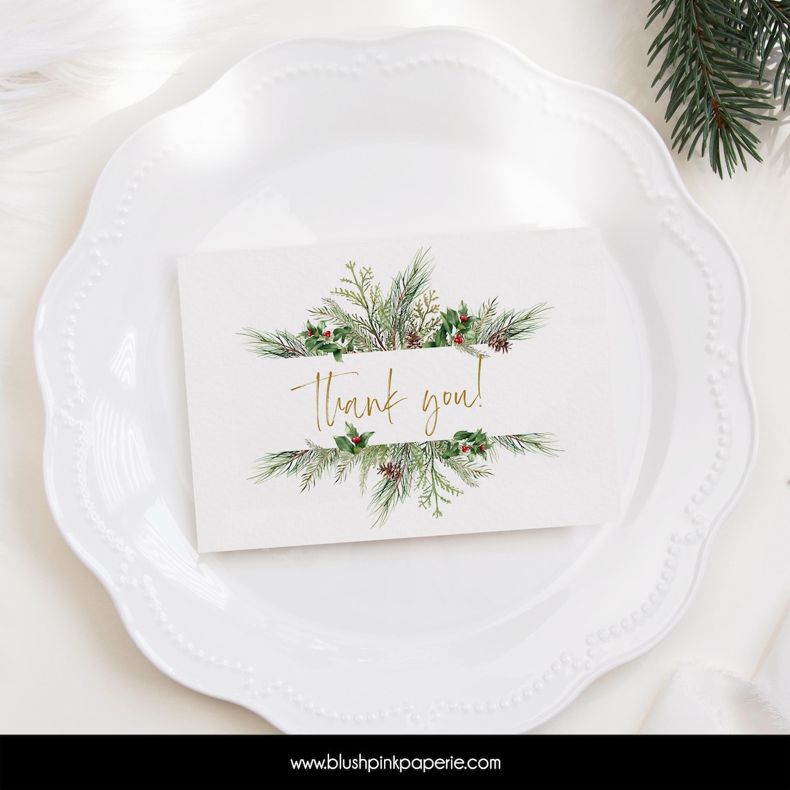Christmas Thank You Card Template Editable Holidays Thank - Etsy