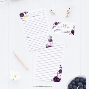 Editable Purple and Gold Vertical Recipe Card | Recipe Card Template ...