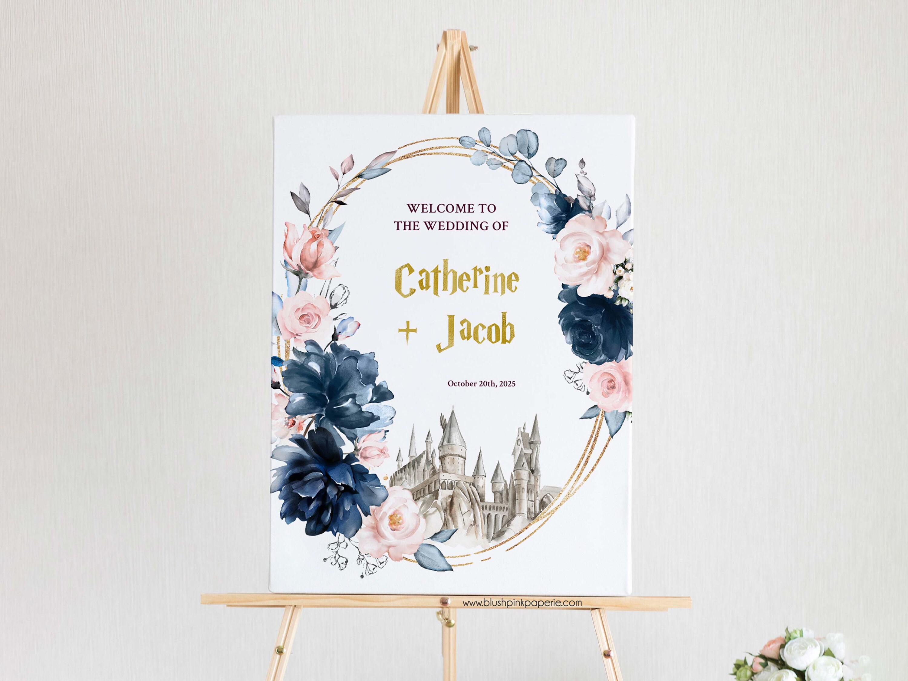 Blue and Pink Wedding Welcome Sign Wizard Wizard Welcome Sign Wizard ...