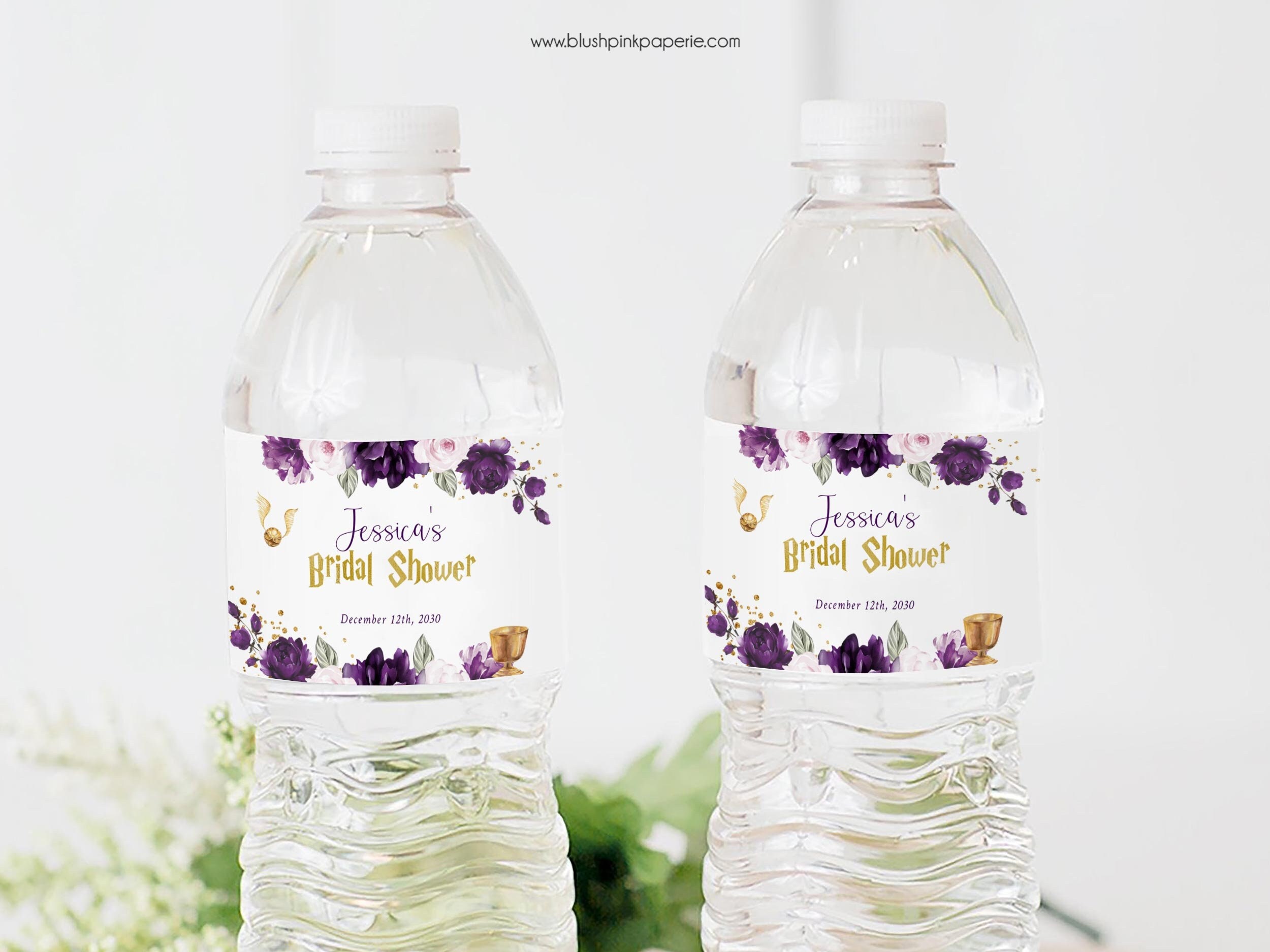 Editable Purple and Gold Water Bottle Label Template Favor - Etsy