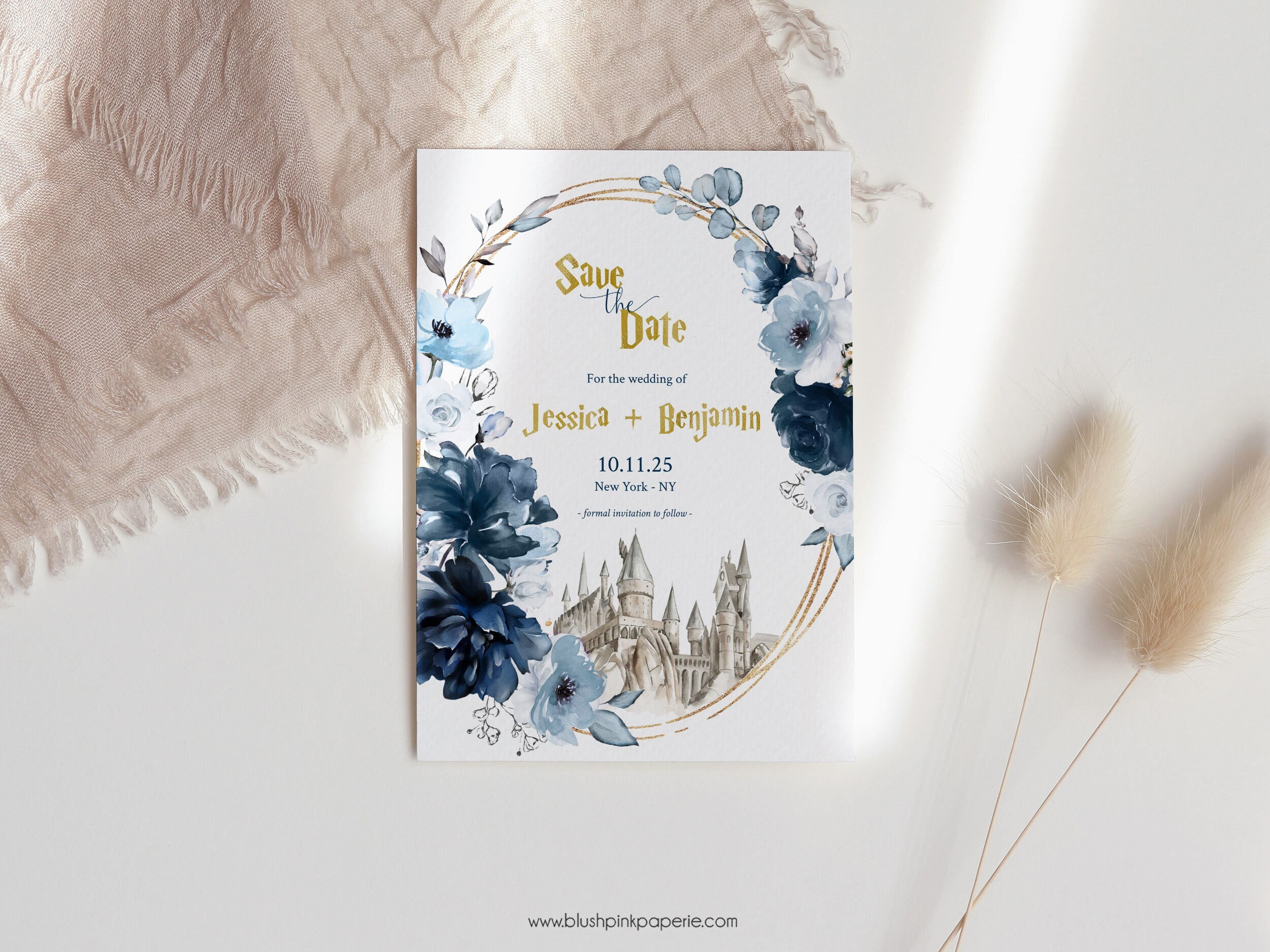 Blue Wizard Save the Date Navy Wizard Bridal Invites - Etsy