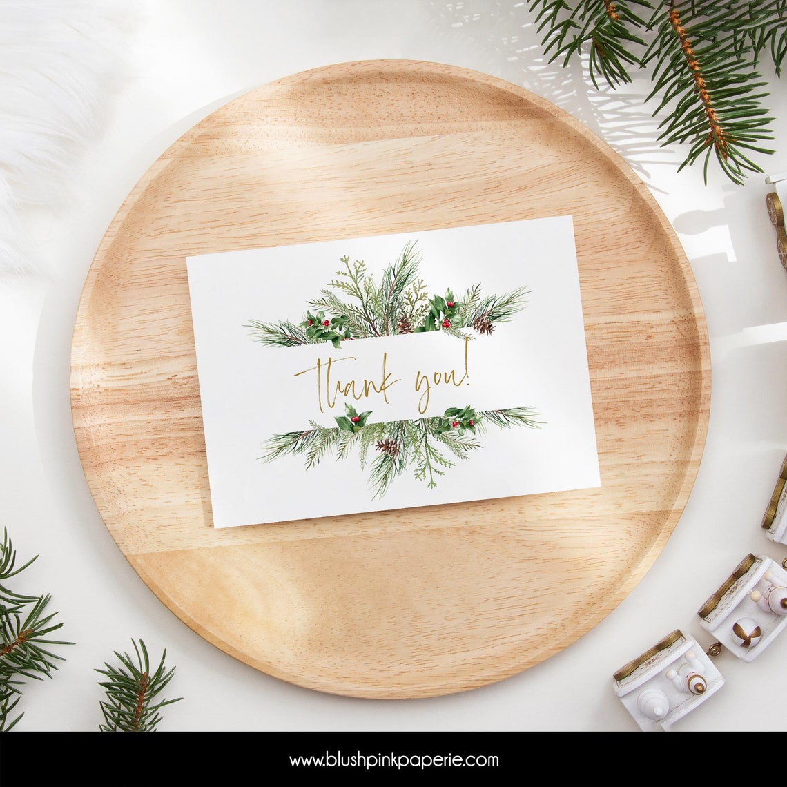 Christmas Thank You Card Template Editable Holidays Thank - Etsy