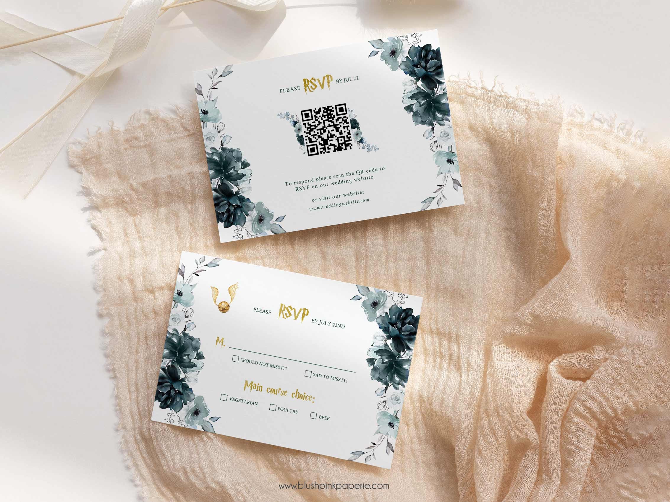 Teal Wizard Wedding Invitation | Magical Wedding | 3pcs Suite Wedding ...