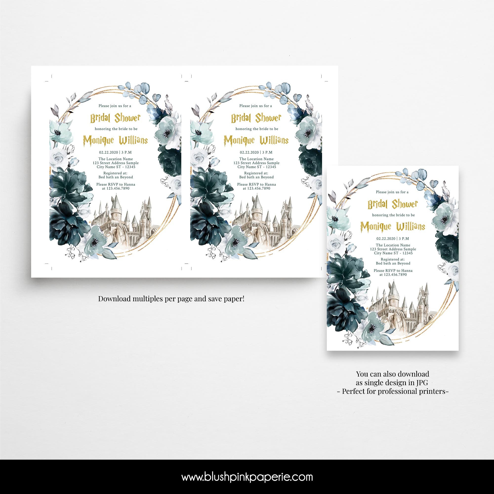 Teal Wizard Bridal Shower Invitation | Magical Wedding | Bridal Shower ...