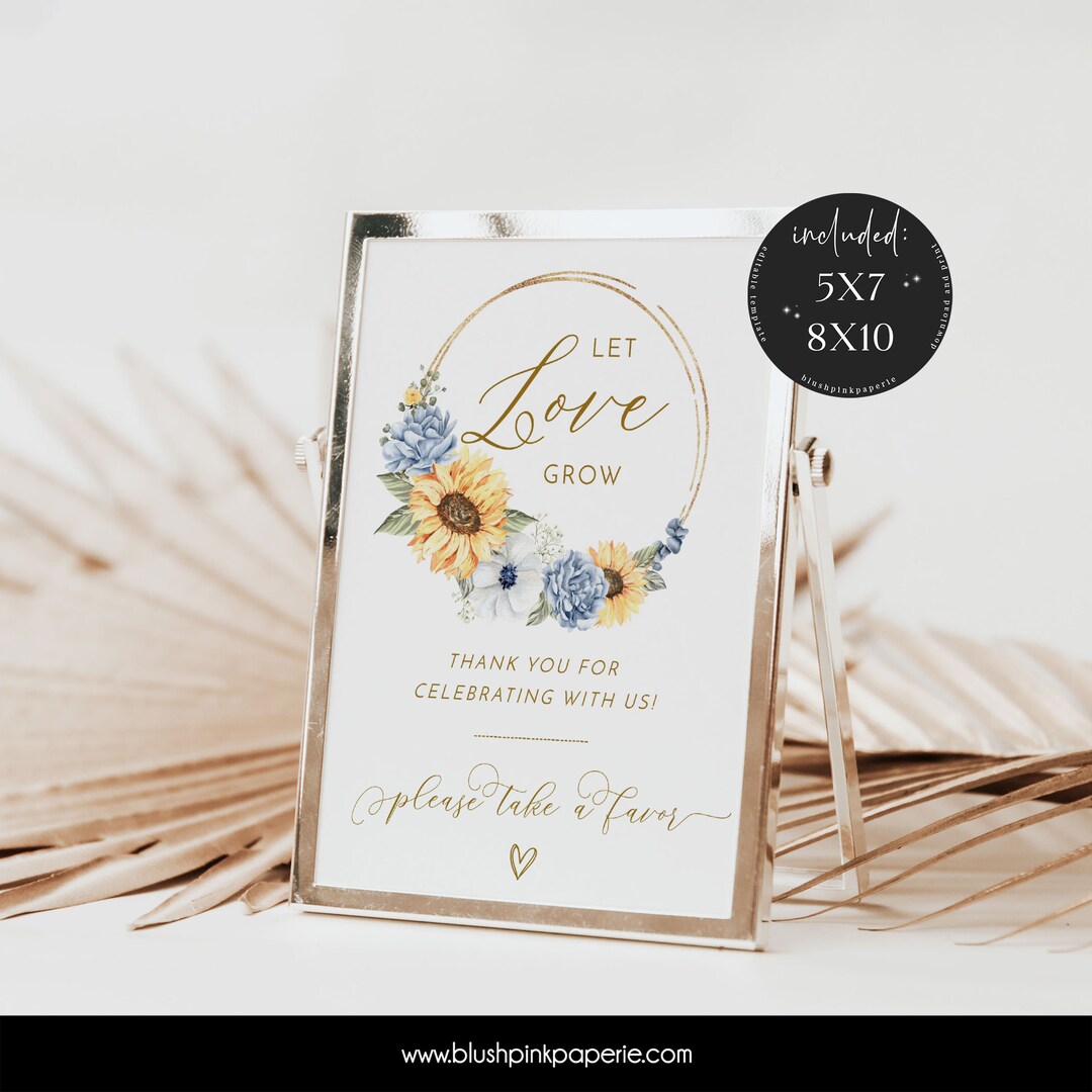 Sunflowers and Blue Flowers Favor Sign | First Holy Communion Signs ...