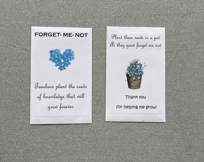 Personalized Teacher Forget Me Not Seed Gift, End of Year Teacher Gift ...