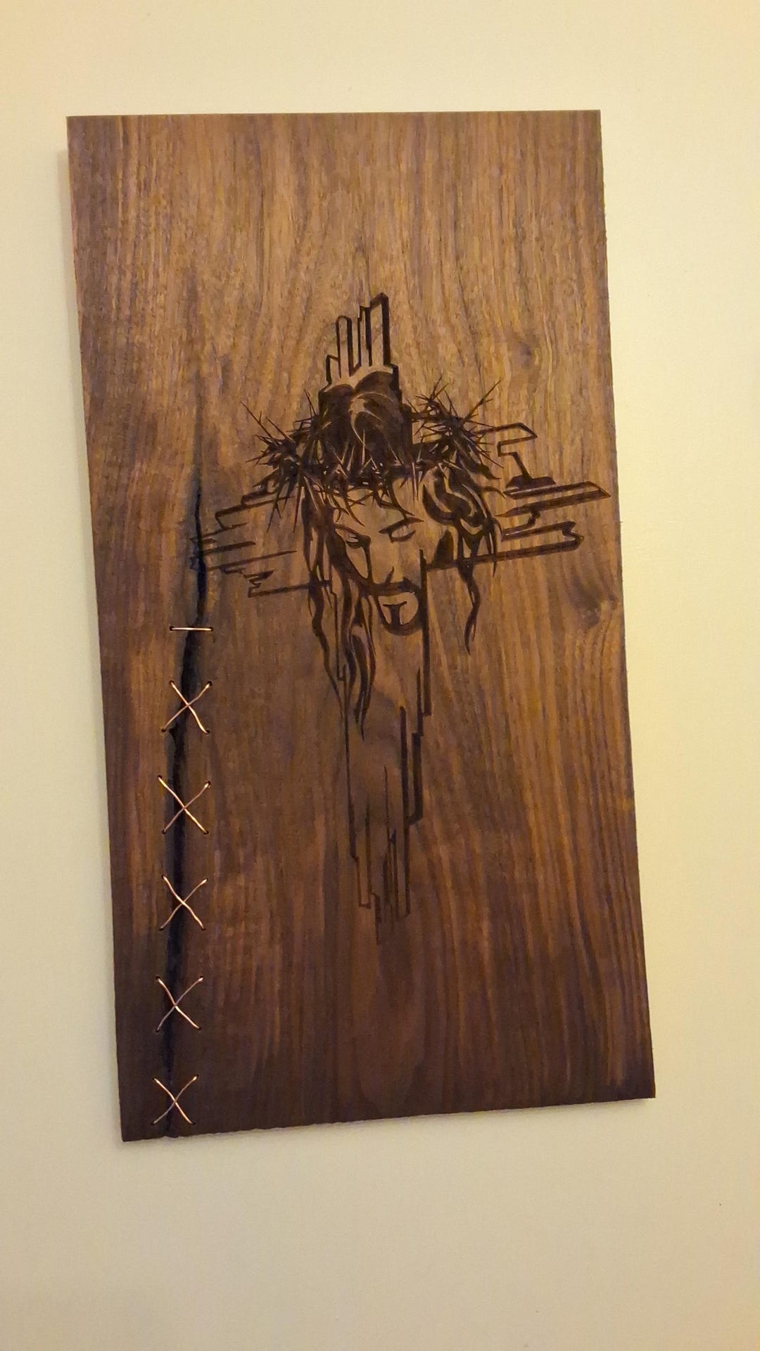 Rustic Wooden Jesus Christ Wall Art - Handcrafted Cross Engraving Decor ...