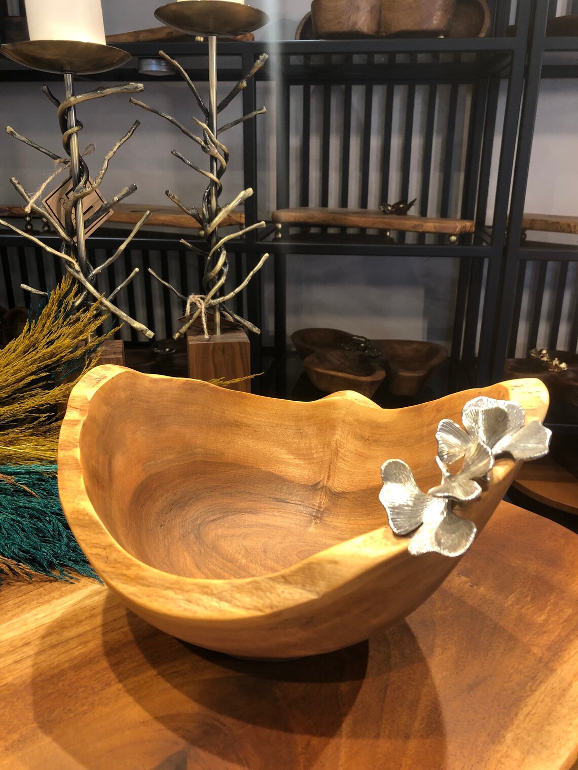 Walnut Wood Hand Carved Serving Product, Wooden Handcrafted Serving ...