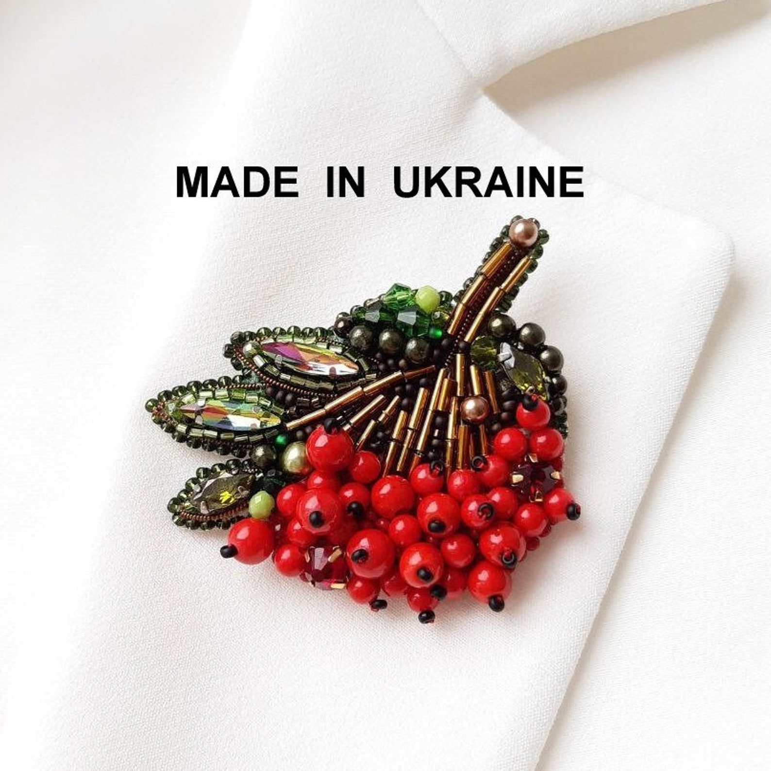 Ukraine Viburnum Pin Designer Berries Brooch Guelder Rose - Etsy