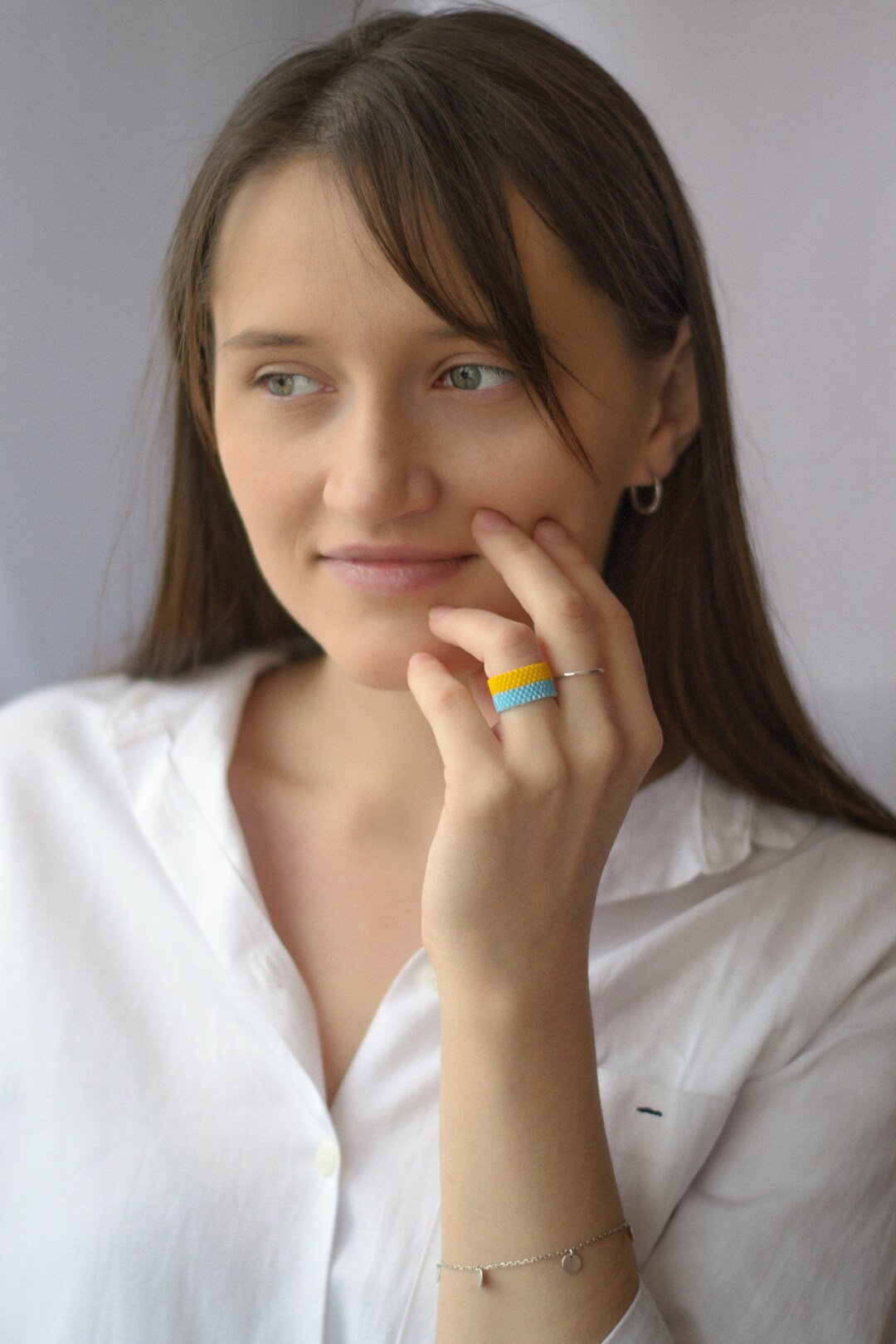 Ukrainian Flag Beaded Ring, Yellow and Blue Ring, Seed Bead Ring ...