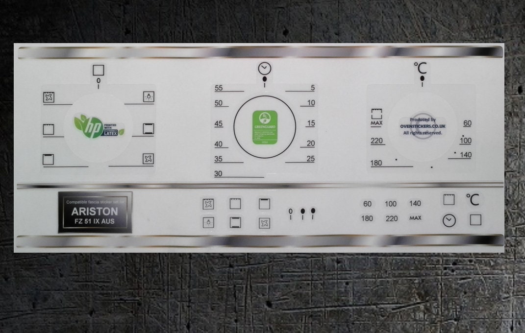 Ariston FZ51 IX AUS Compatible Fascia Sticker Set. - Etsy Australia