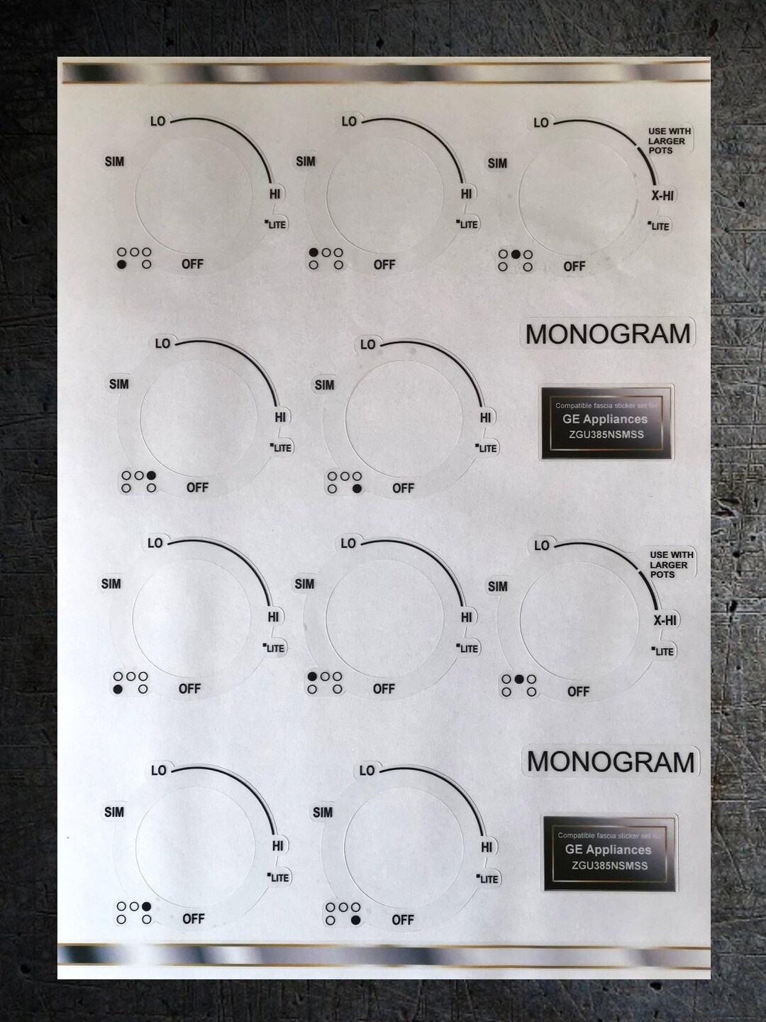 GE Appliances ZGU385NSMSS Cooktop Compatible Fascia Sticker Set. - Etsy
