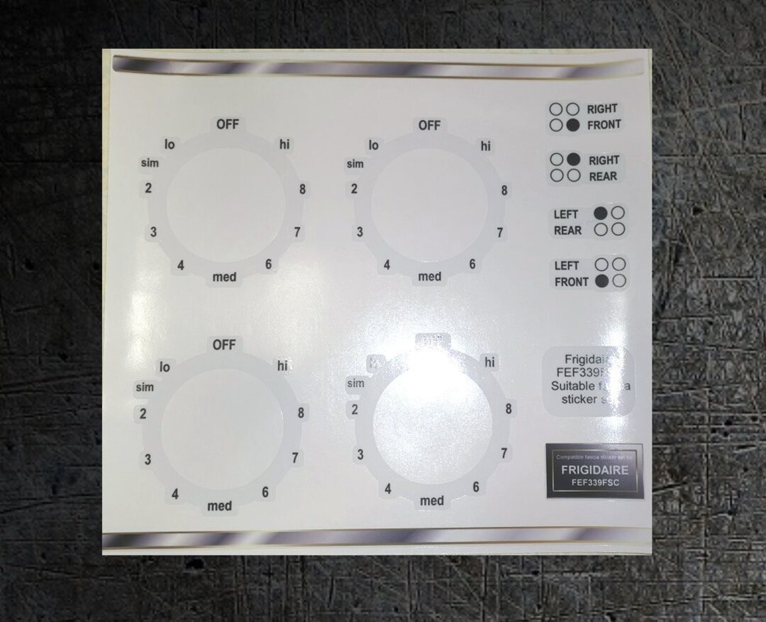 Frigidaire FEF339FSC Compatible Panel Fascia Sticker Set. - Etsy