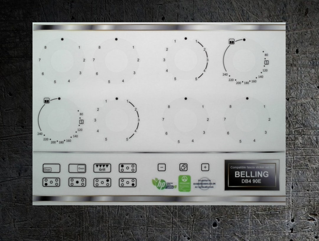 Belling DB4 90E Compatible Fascia Sticker Set. - Etsy UK