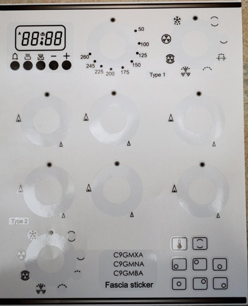 Smeg C9GMXA, C9GMNA, C9GMBA Compatible Panel Fascia Sticker Set. - Etsy ...