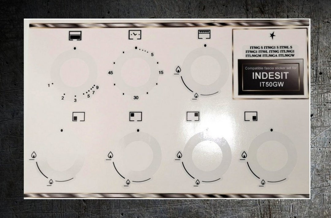 Indesit IT50G, ITL50GW Compatible Fascia Panel Decal Stickers. - Etsy