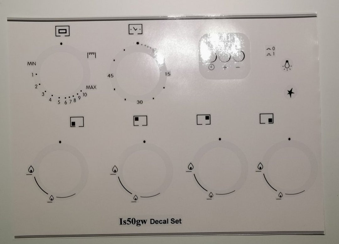 Indesit IS50GW IS50G1X Compatible Front Panel Decal Stickers. - Etsy