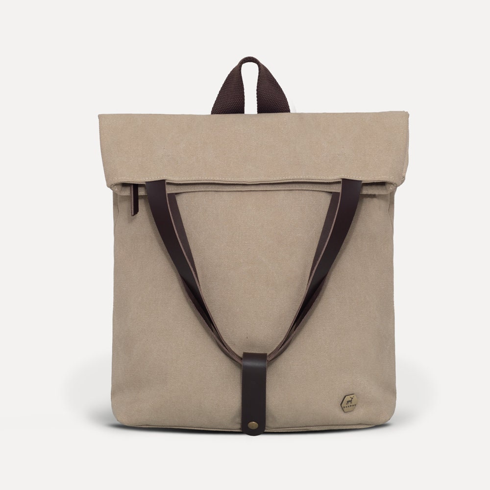 Backpack-tote-shoulder Bag, Convertible Bag, Canvas and Leather ...