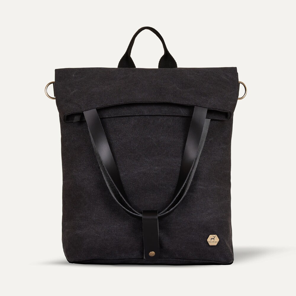 Backpack-tote-shoulder Bag, Convertible Bag, Canvas and Leather ...