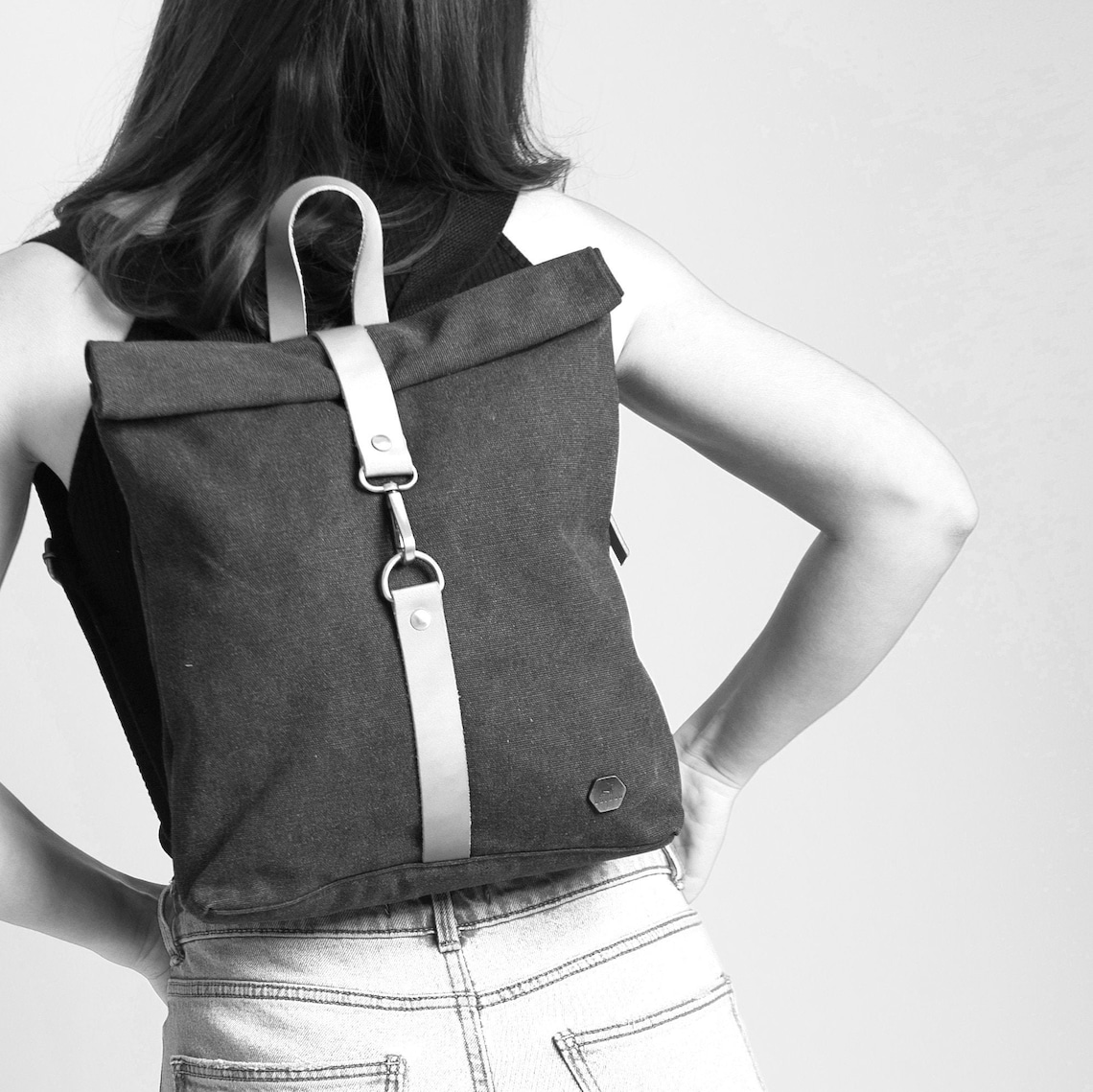 Rolltop Backpackmini Backpackrolltopwomen Bacpackcanvas - Etsy