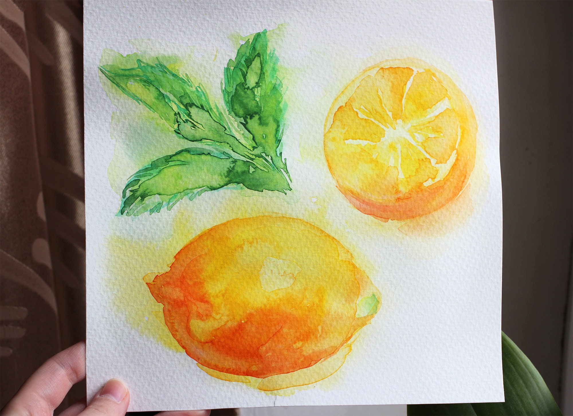 Lemons art Lemon watercolor painting 8x8 Small art Abstract | Etsy