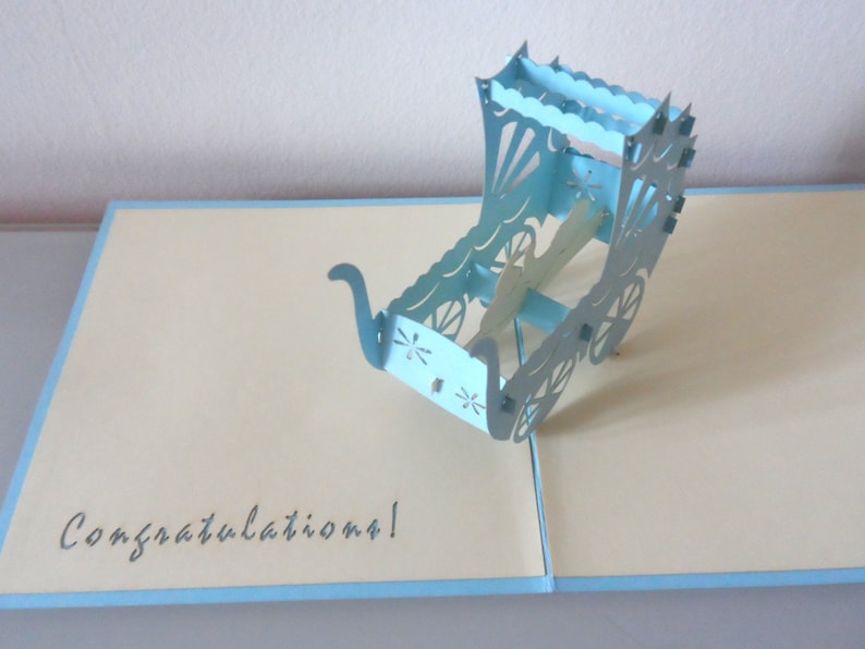 New Baby Boy Girl in Pram 3D Pop up Card - Blue or Red - Etsy