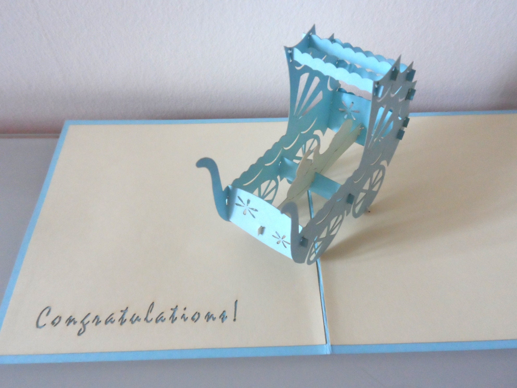 New Baby Boy Girl in Pram 3D Pop up Card Blue pink or Red - Etsy