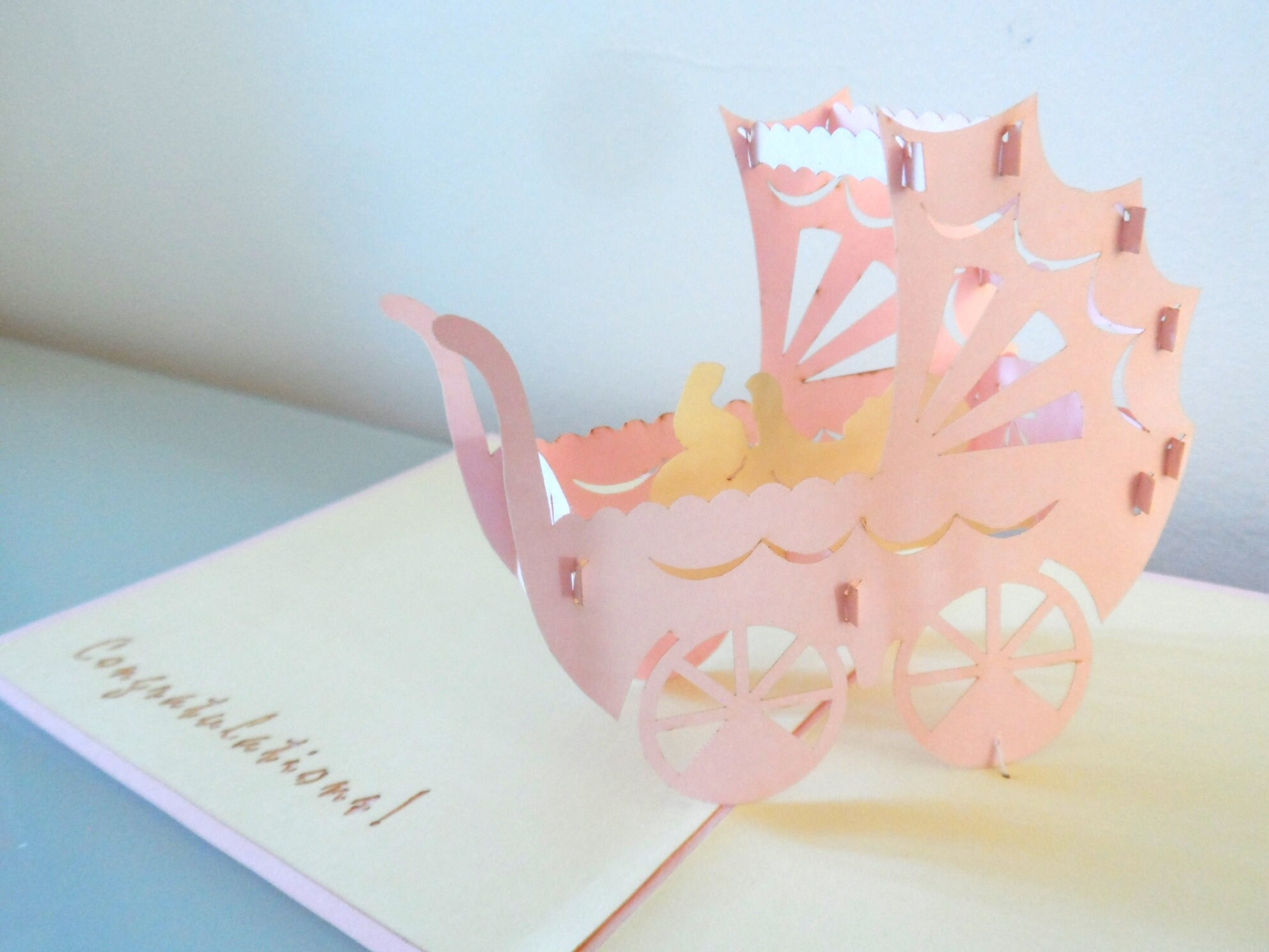 New Baby Boy Girl in Pram 3D Pop up Card Blue pink or Red - Etsy