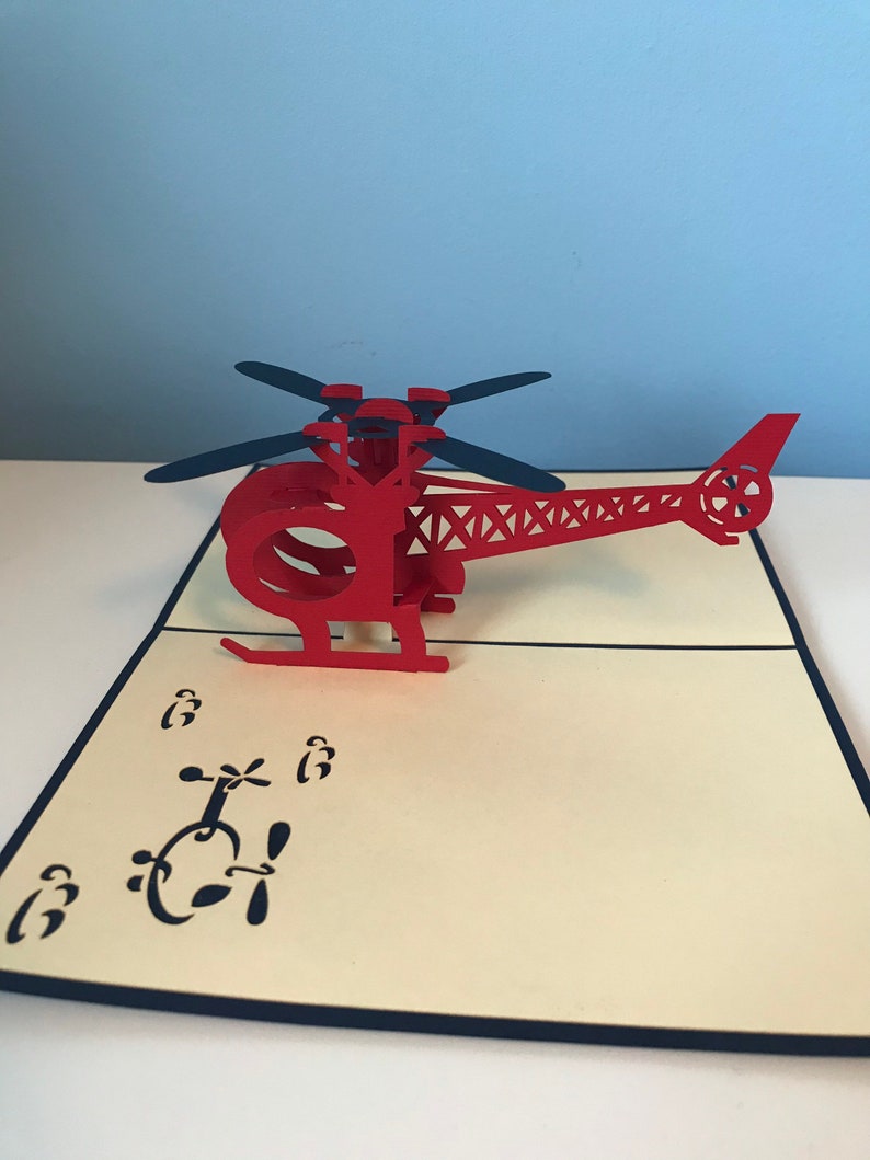 Helicopter 3D Pop up Card - Birthday, Flying, Celebration - Etsy