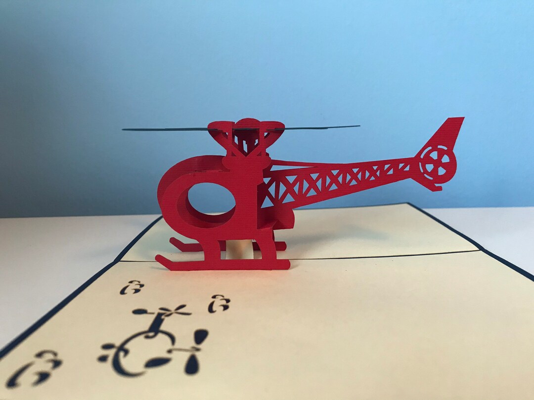 Helicopter 3D Pop up Card - Birthday, Flying, Celebration - Etsy