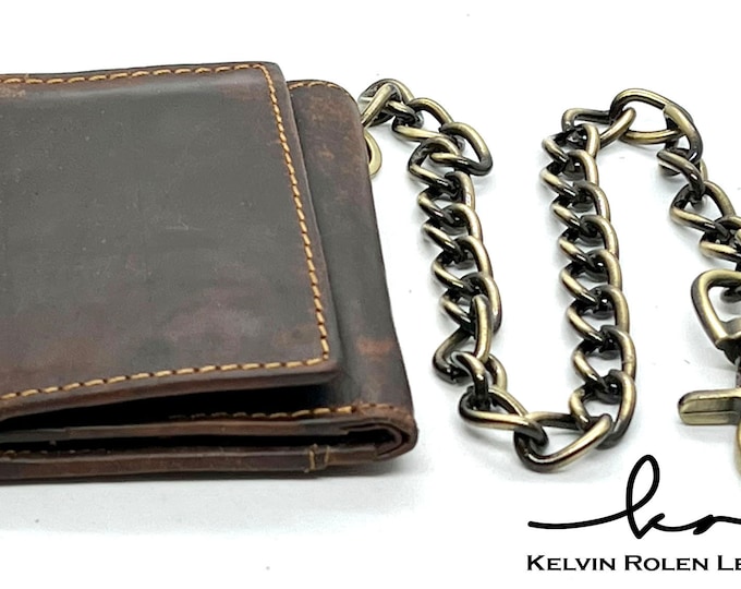 Vintage Black Genuine Leather Chain Wallet - Etsy