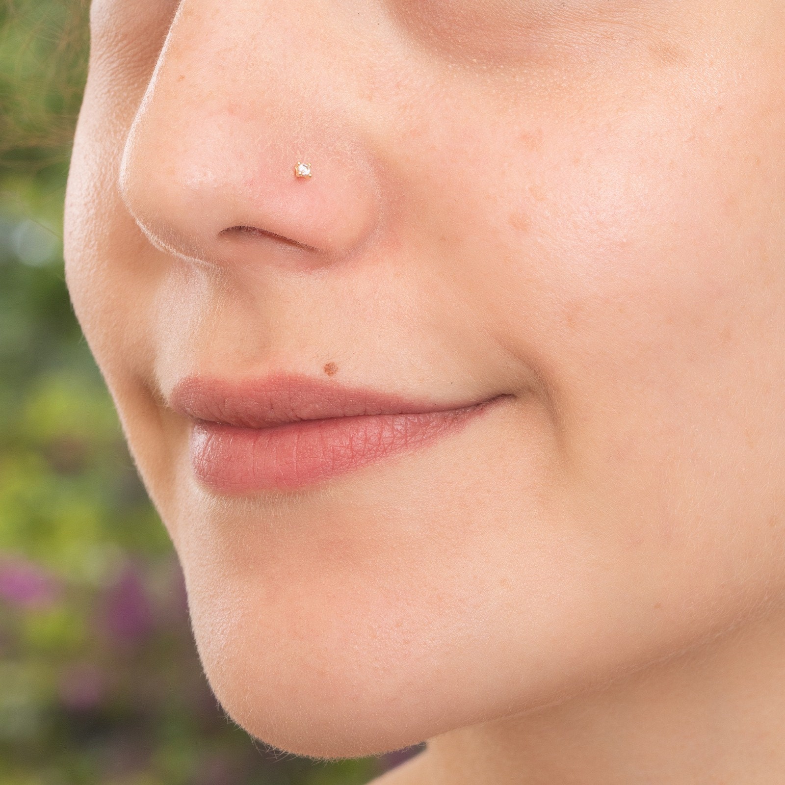 Stud Nose Ring 14K Real Gold, Tiny Nose Stud, Indian Nose Stud, Boho ...