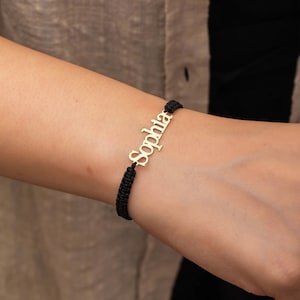 Macrame Name Bracelet, Custom Bracelet in 14K 18K Real Solid Gold ...