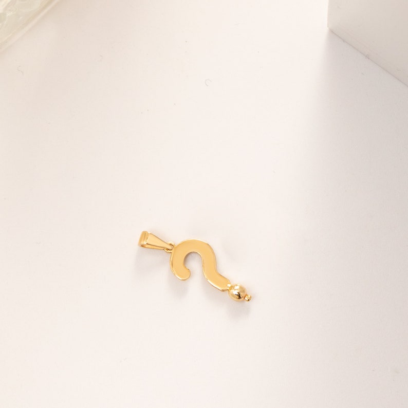 Question Mark Necklace 14K or 18K Real Solid Gold, Elegant ...