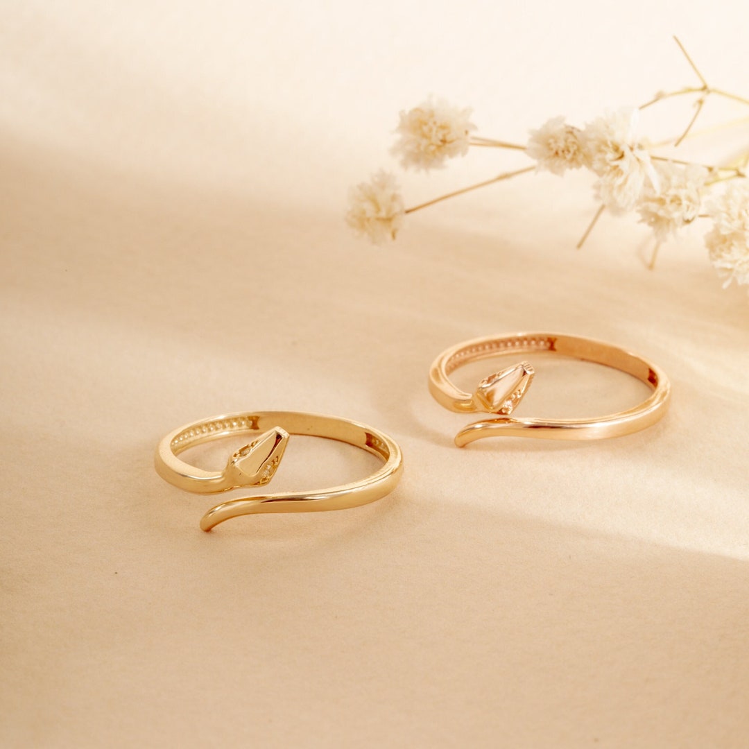 Simple Snake Ring 14K 18K Solid Gold, Real Gold Serpent Ring, Delicate ...