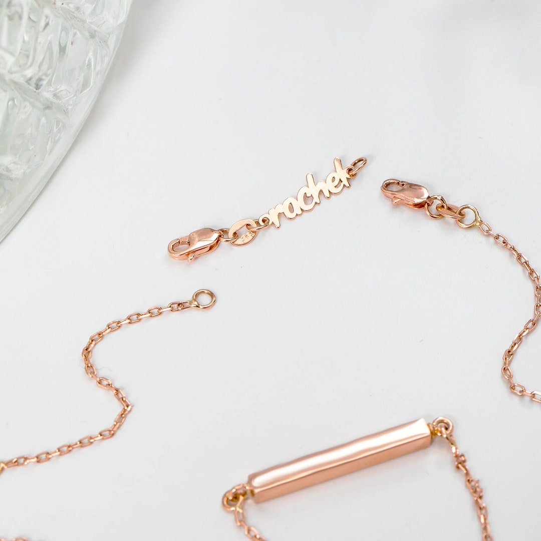 Personalized Tiny Name Tag 14K 18K Real Gold for Necklace, Bracelet and ...