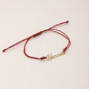 Solid Gold Personalized Name Bracelet, 14K 18K Real Gold Name Cord ...