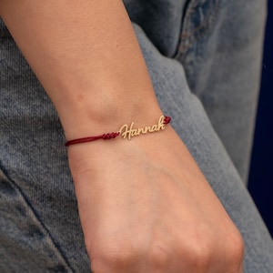 Solid Gold Personalized Name Bracelet, 14K 18K Real Gold Name Cord ...