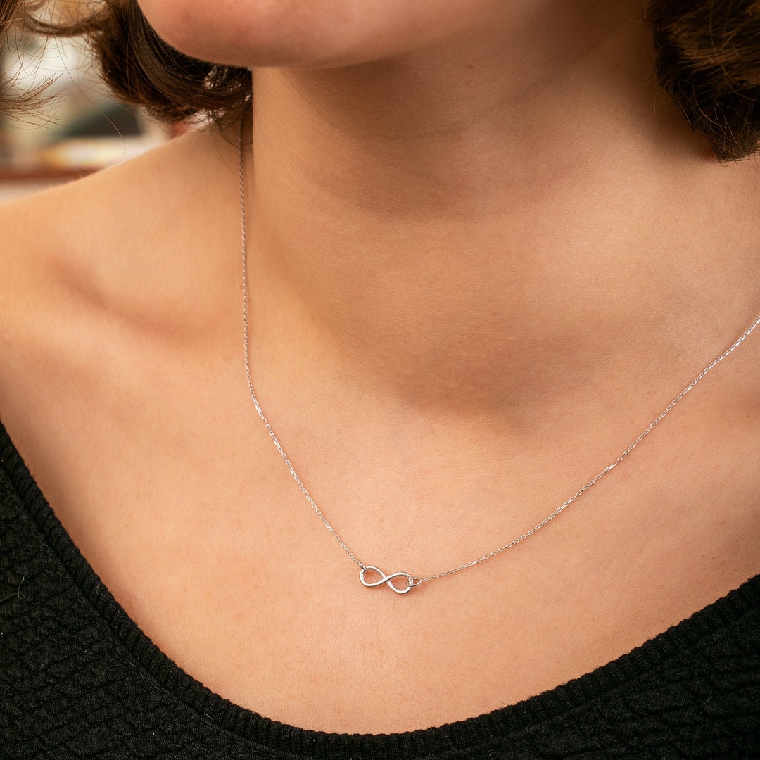 Infinity Symbol Necklace 14K 18K Solid Gold, Minimalist Endless Love ...