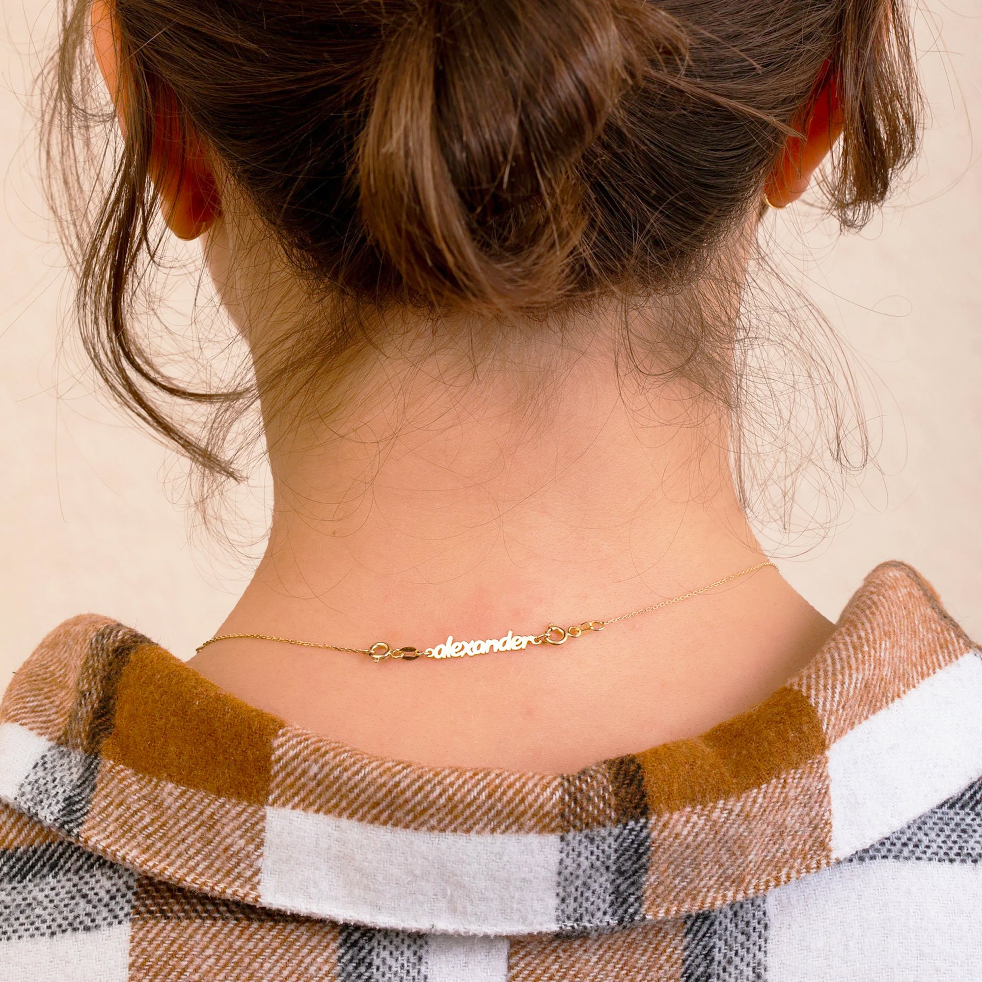 Personalized Tiny Name Tag 14K 18K Real Gold for Necklace, Bracelet and ...