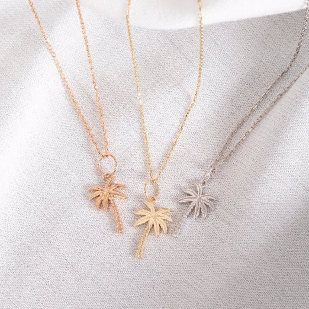 Palm Tree Necklace 14K 18K Real Gold, Palm Necklace, Nature Lover ...