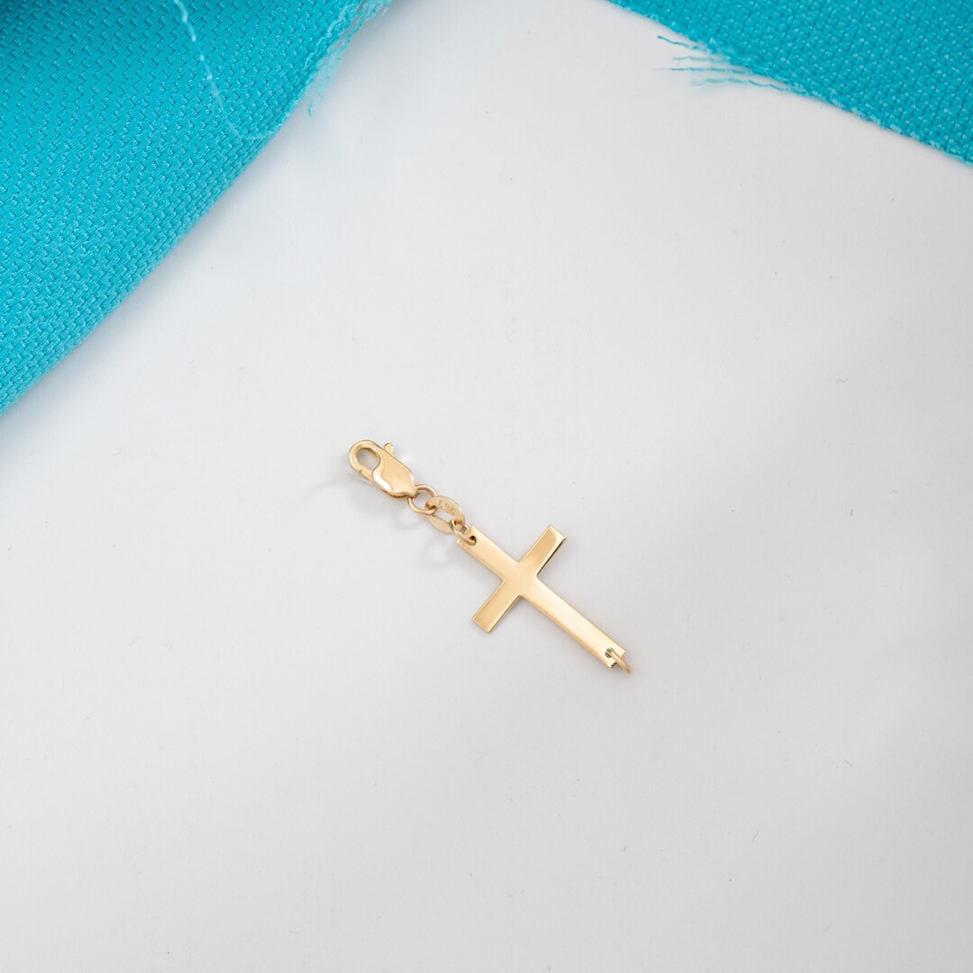 Personalized Tiny Cross Tag 14K 18K Real Gold for Necklace, Bracelet ...