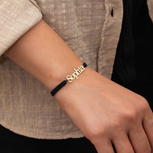 Macrame Name Bracelet, Custom Bracelet in 14K 18K Real Solid Gold ...